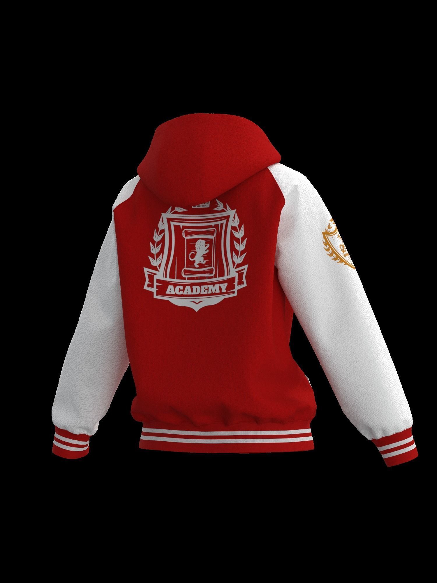 Female raglan varsity jacket 3D model animated rigged | CGTrader