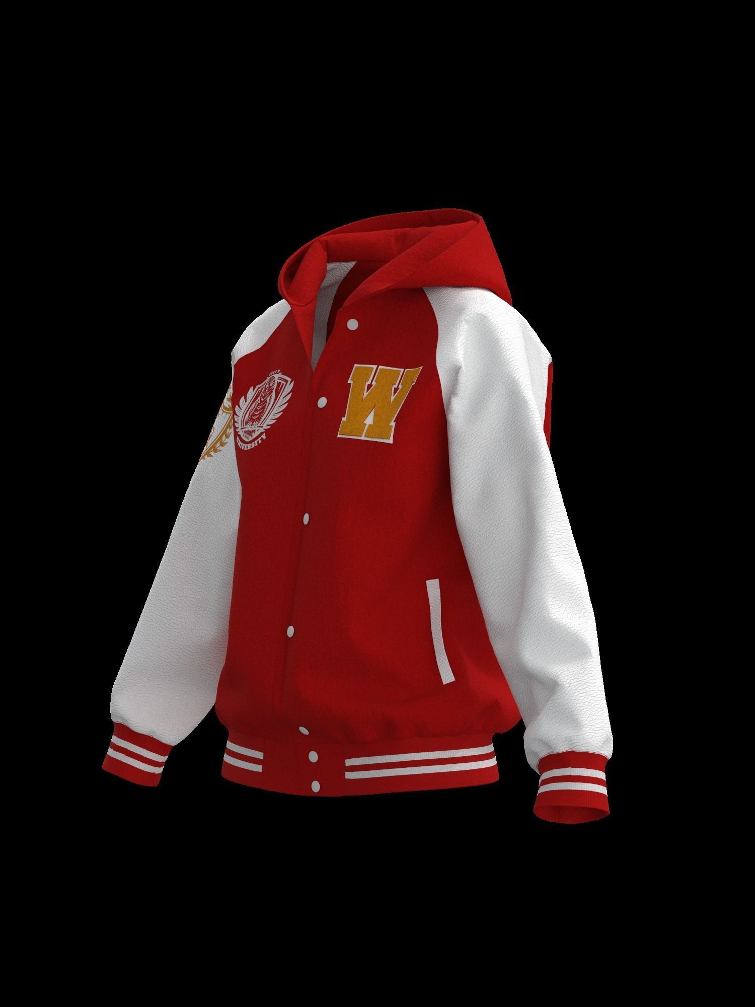 Female raglan varsity jacket 3D model animated rigged | CGTrader