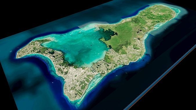 3D model Grand Cayman Island full 3d model terrain VR / AR / low-poly ...