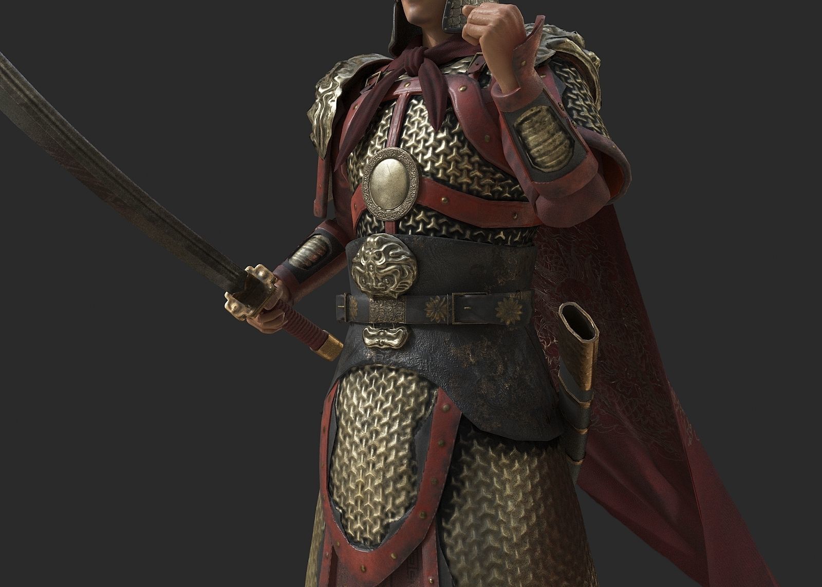 3D model Ancient Ming Dynasty generals in China with lamellar armour VR ...