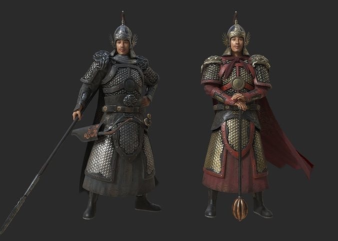 3D model Ancient Ming Dynasty generals in China with lamellar armour VR ...