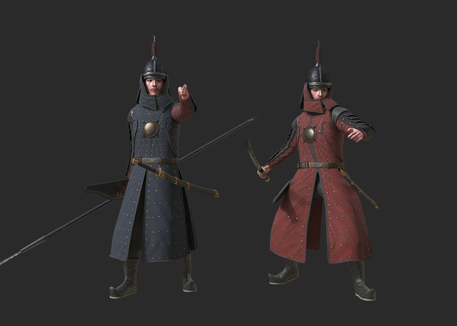3D model Ancient Chinese General Soldier of Ming Dynasty with Cloth ...