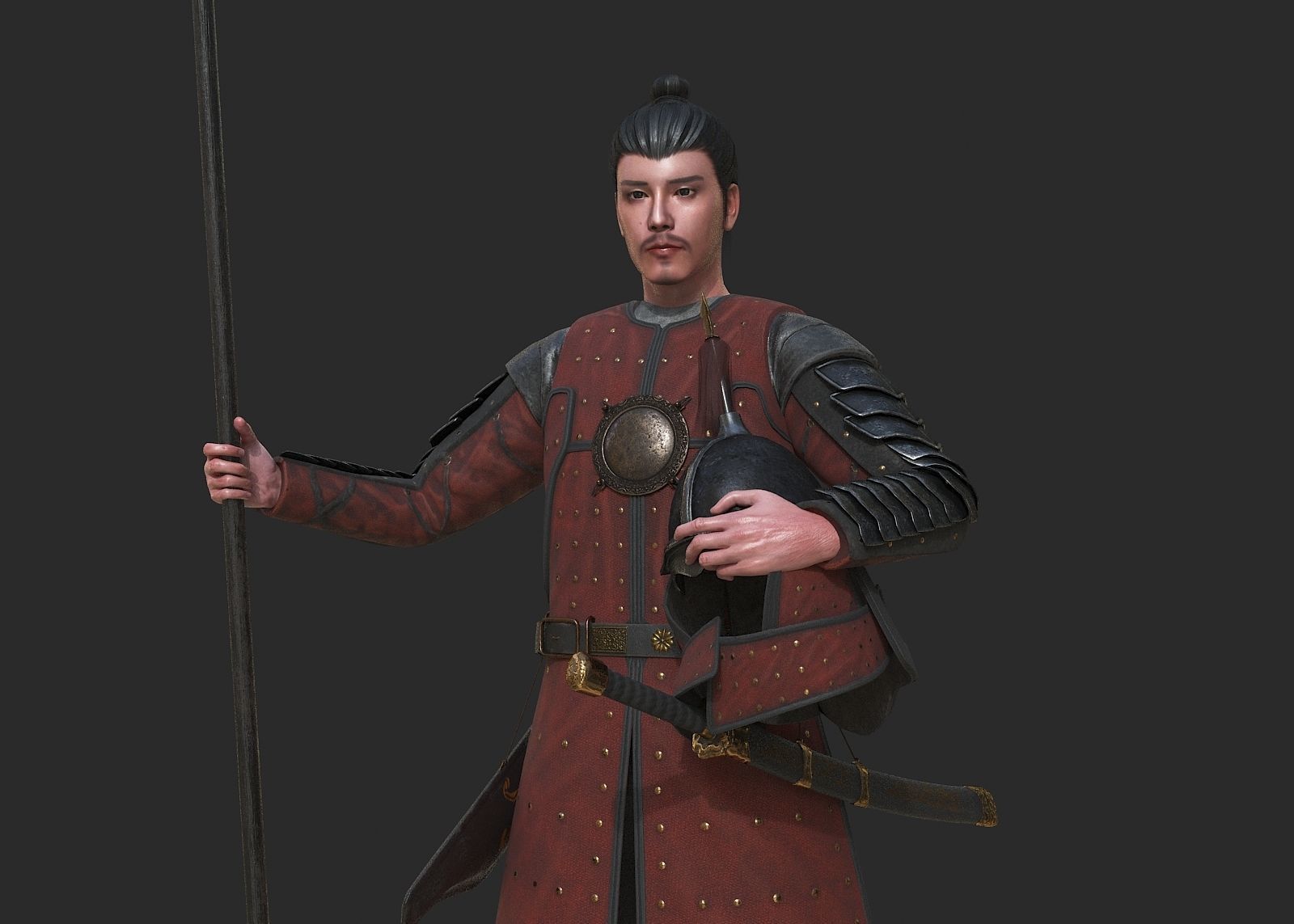 3D model Ancient Chinese General Soldier of Ming Dynasty with Cloth ...