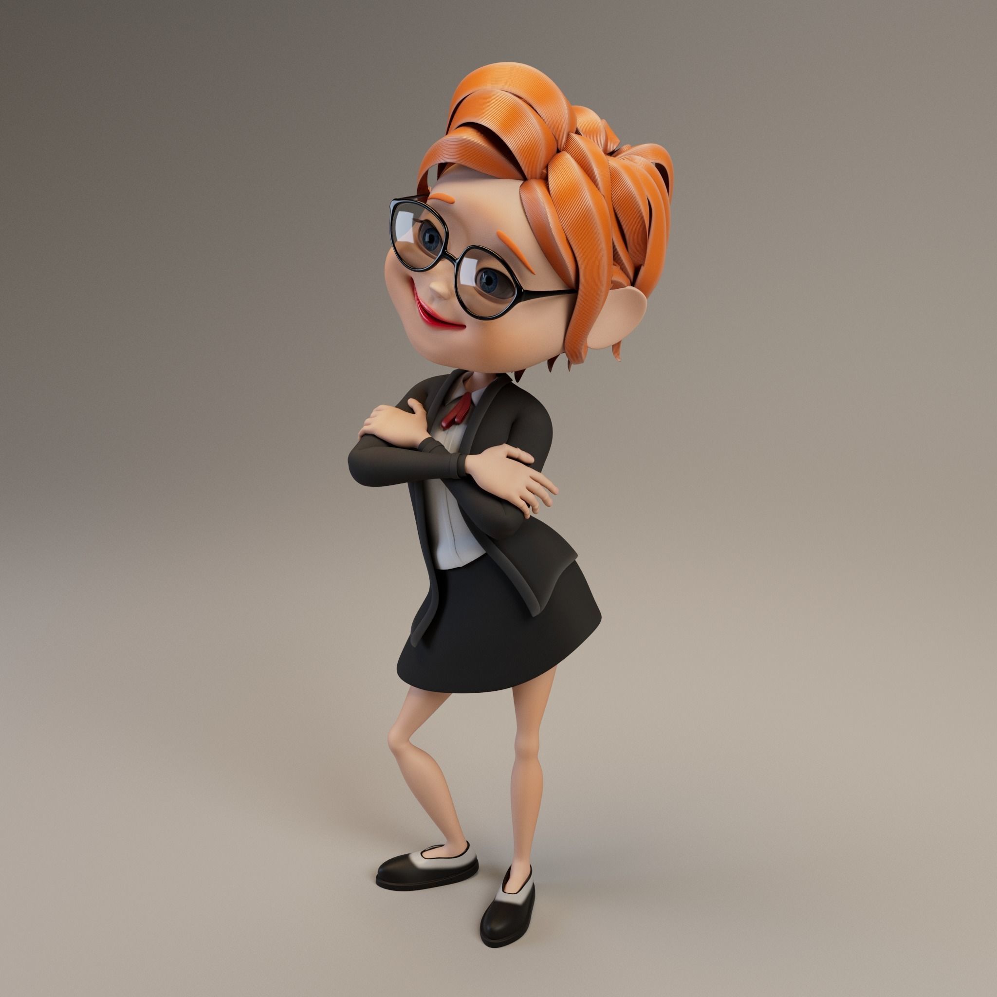 Rigged Cartoon Office Woman 3D model animated rigged | CGTrader