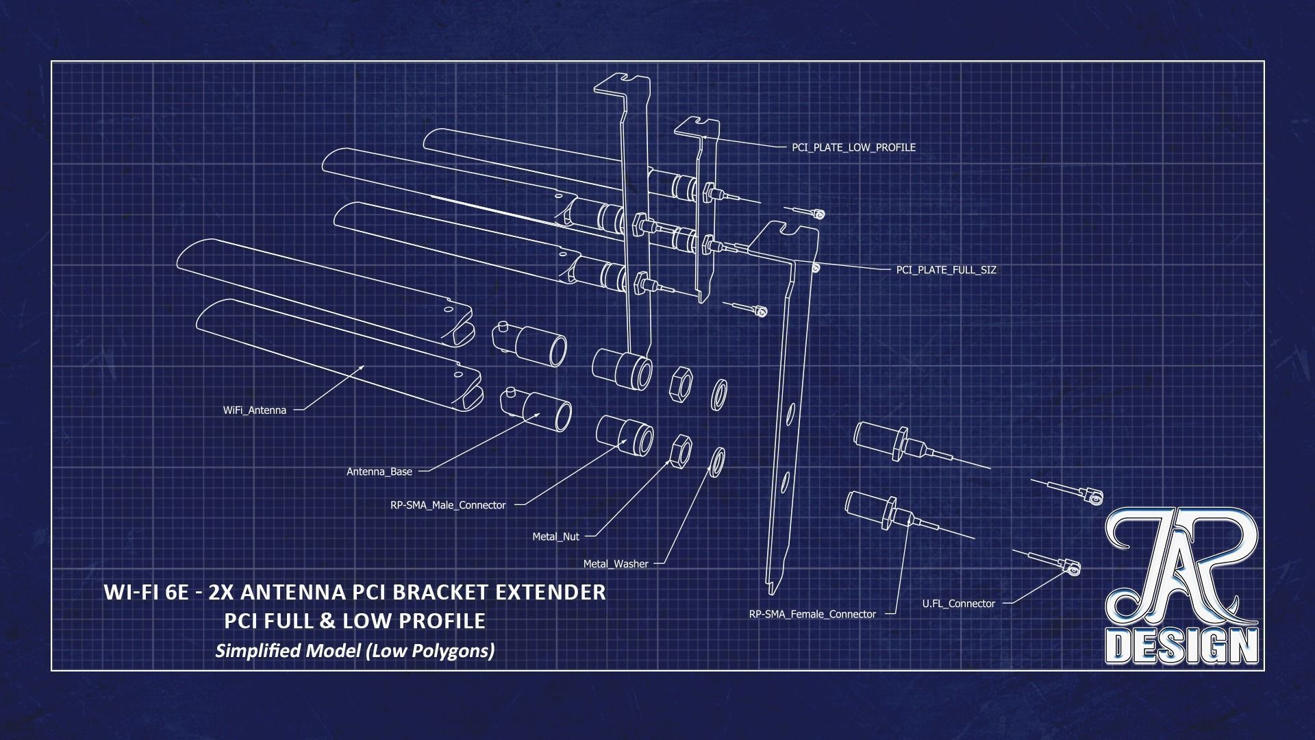 WiFi 6E 2x ANTENNA PCI BRACKET EXTENDER 3D model | CGTrader