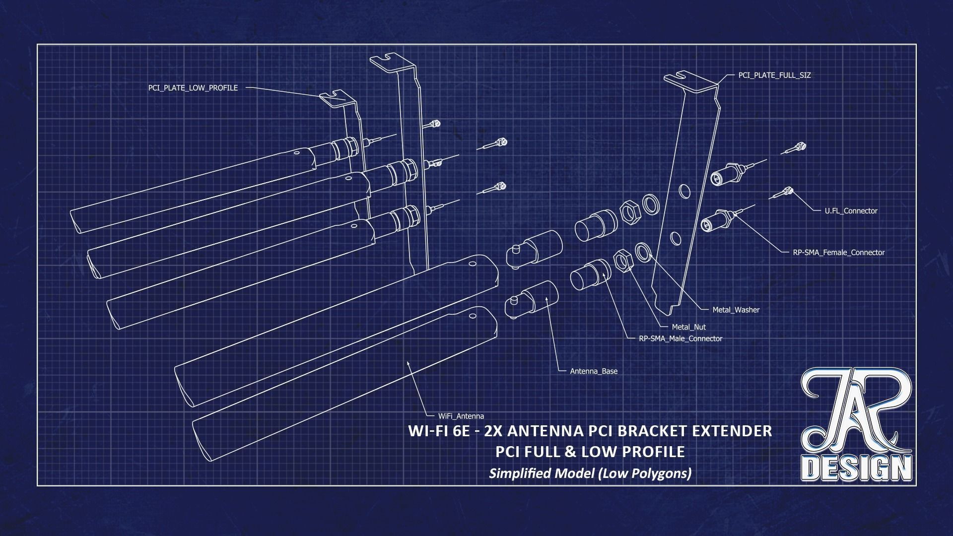 WiFi 6E 2x ANTENNA PCI BRACKET EXTENDER 3D model | CGTrader