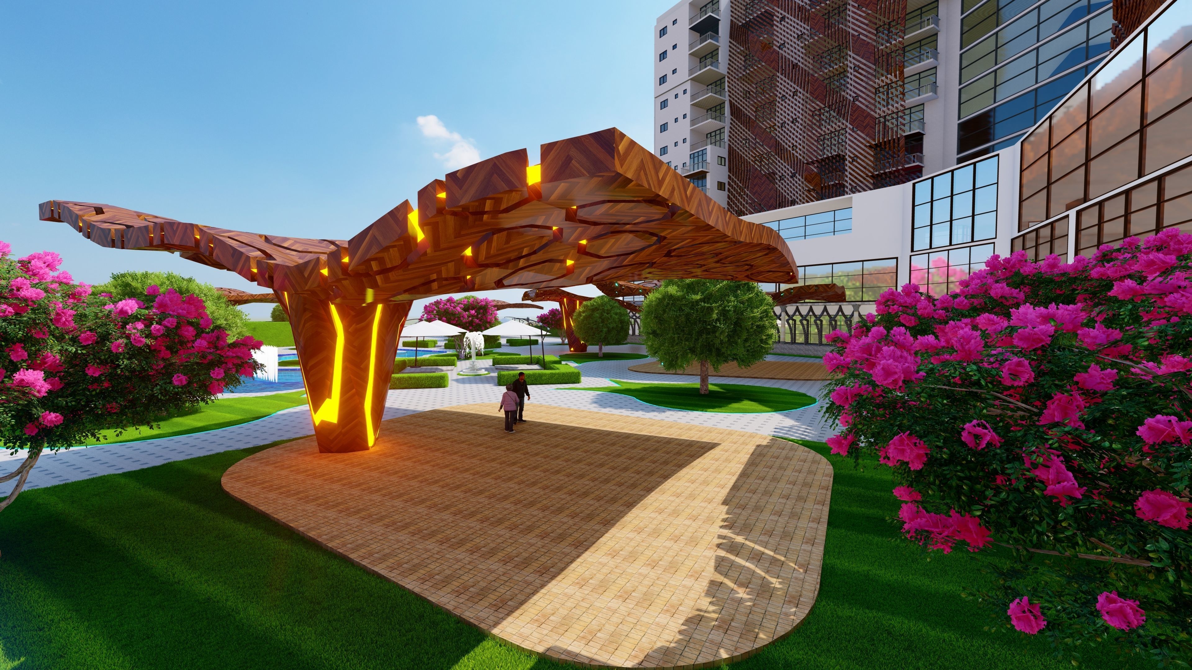 Parametric Pergola free VR / AR / low-poly 3D model animated rigged ...