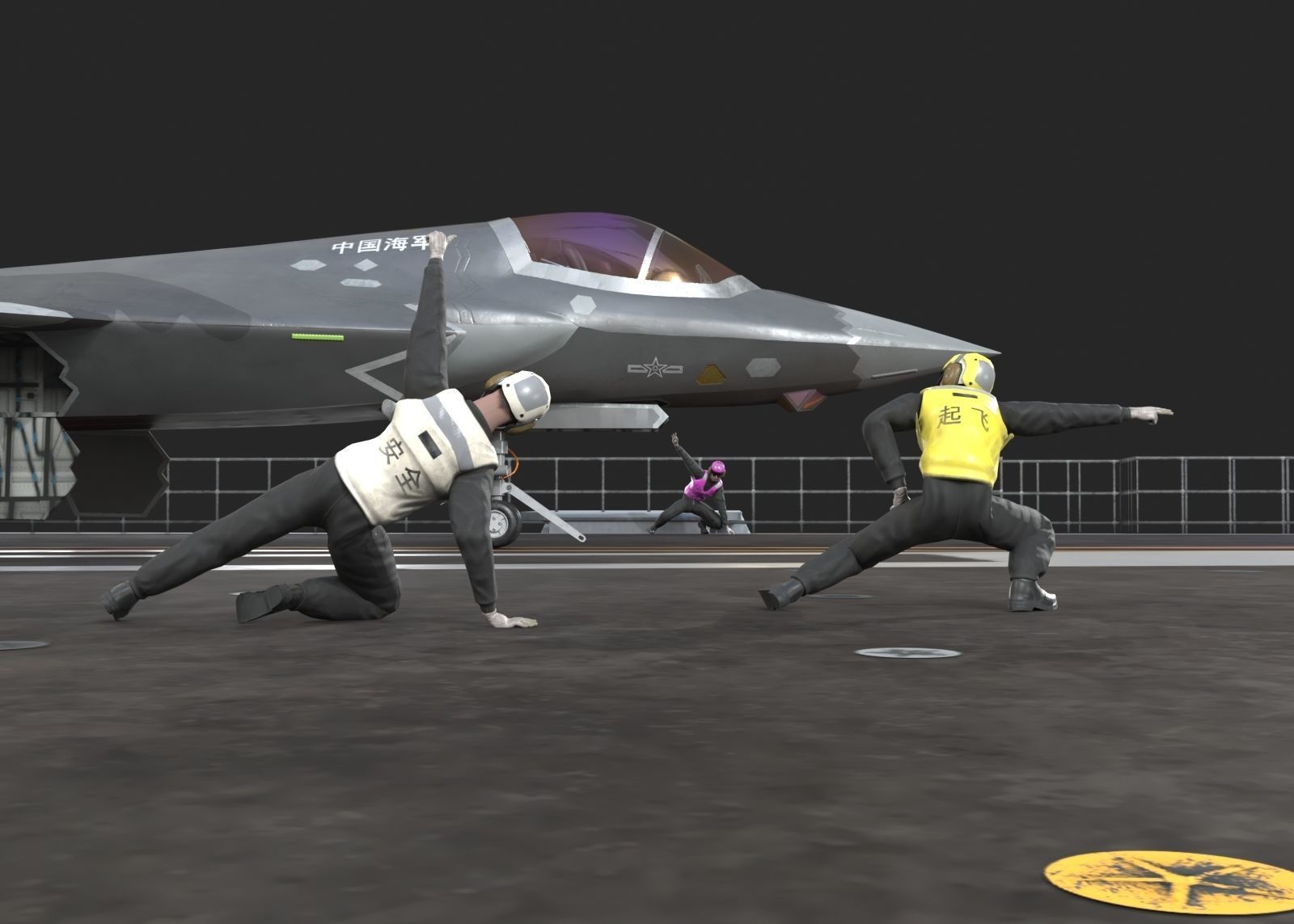 3D model Chinese NAVY Flight Deck Crew PLAN Carrier Deck Signal Officer ...