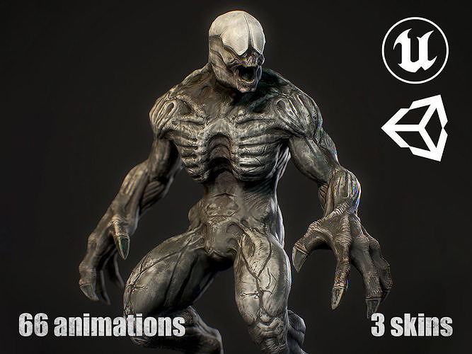 3D model Horror Demon Creature v3 with 66 animations VR / AR / low-poly ...