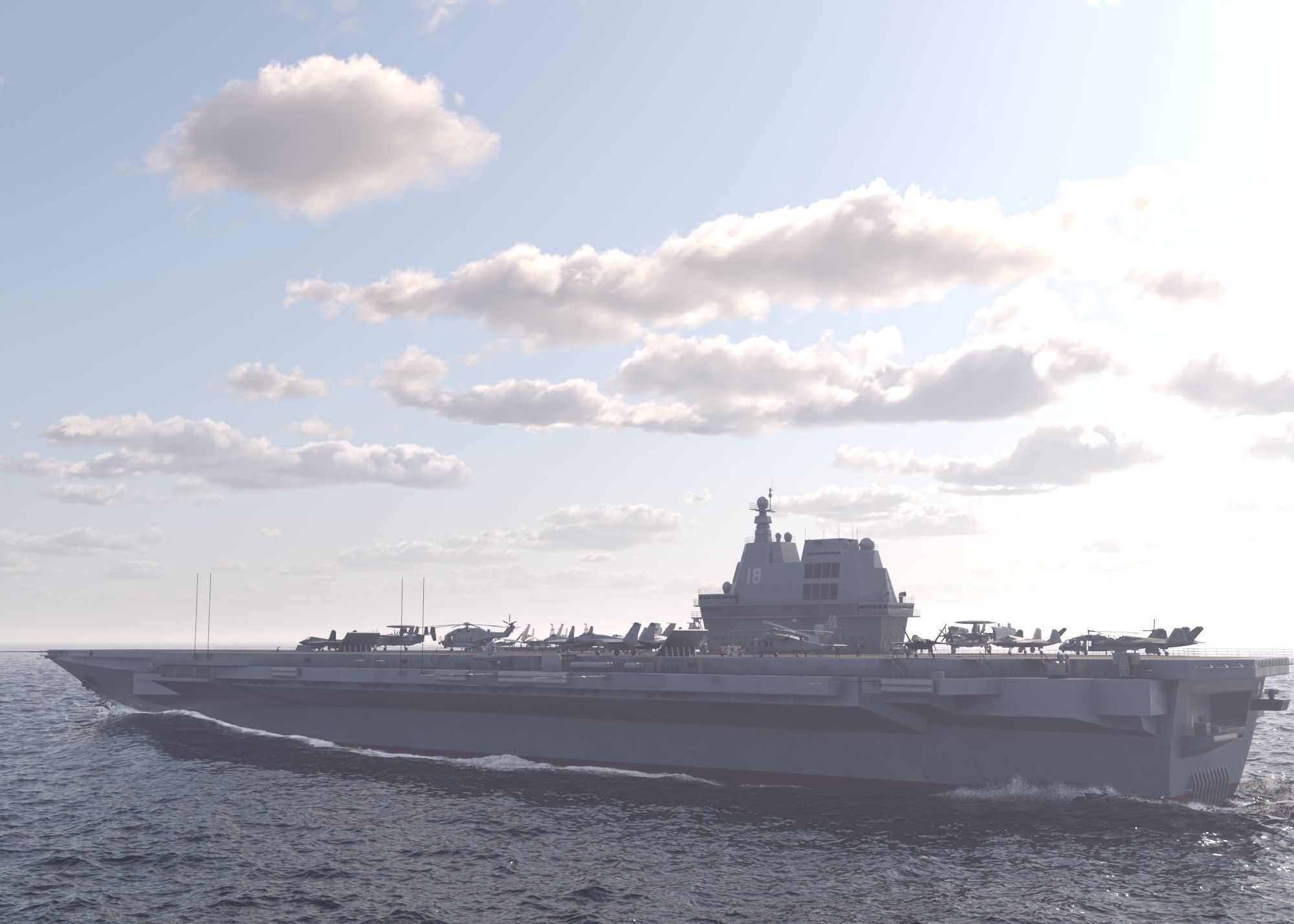 3D model PLA NAVY Type 003 class aircraft carrier Fujian ship VR / AR / low-poly | CGTrader