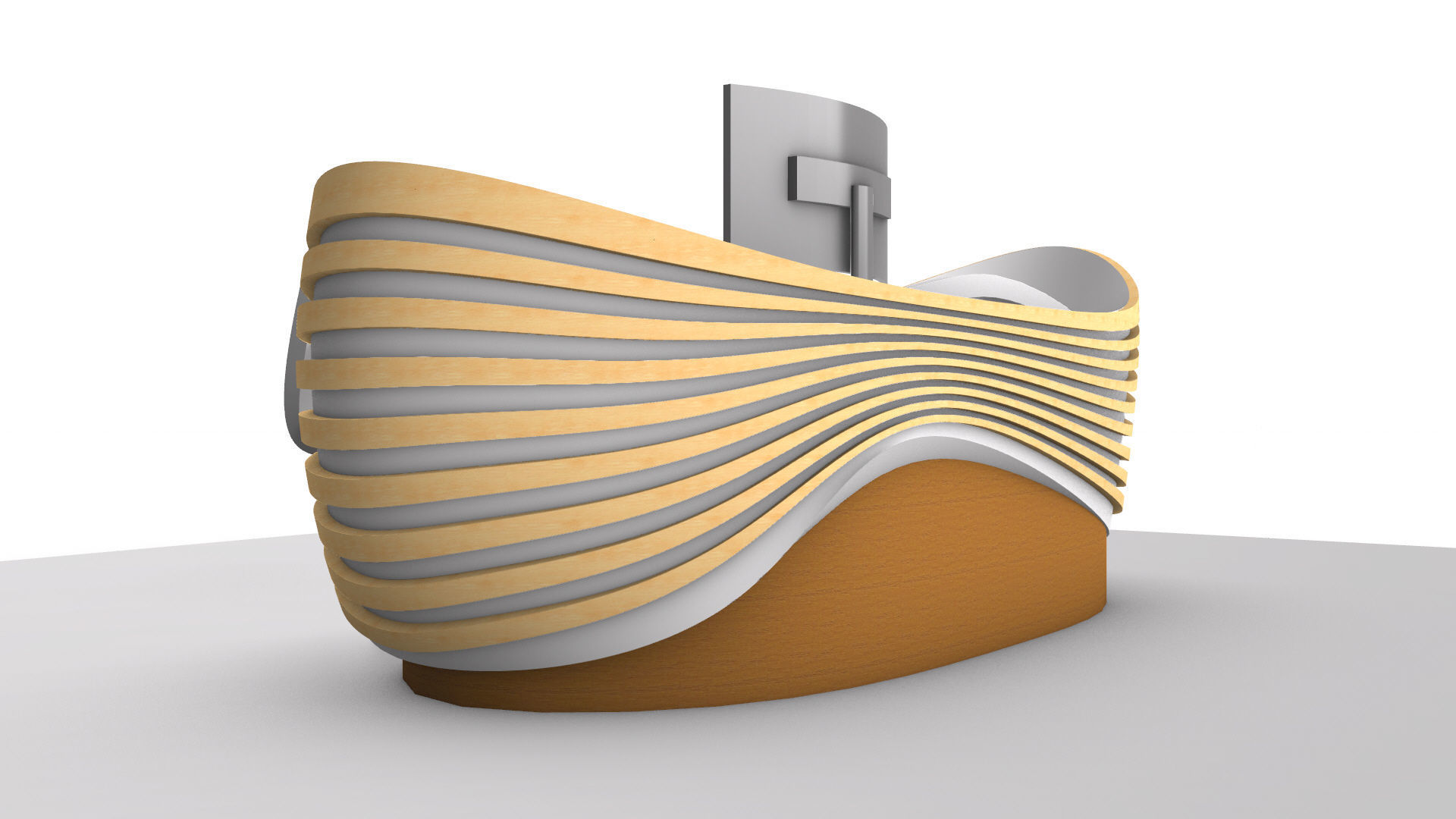 Parametric Wavy Reception Desk 3D model | CGTrader