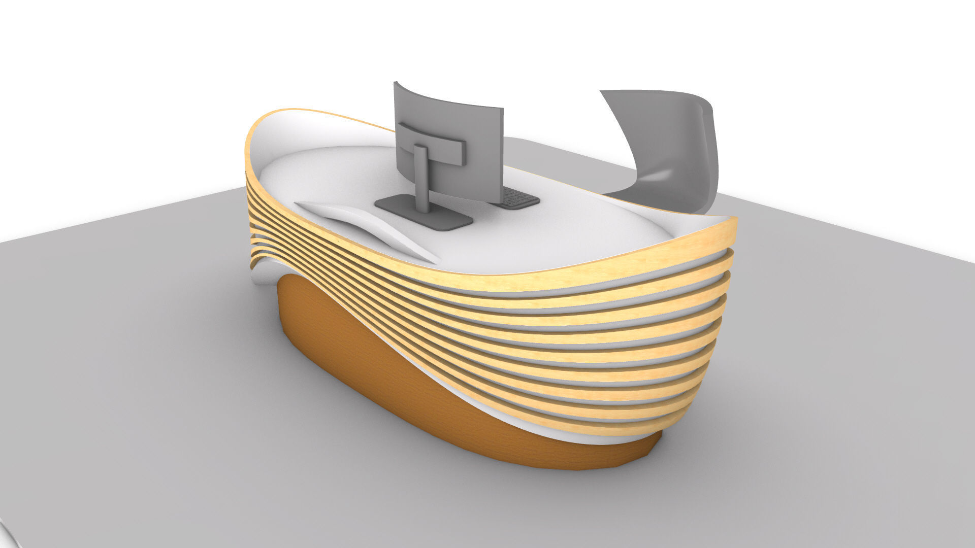 Parametric Wavy Reception Desk 3D model | CGTrader