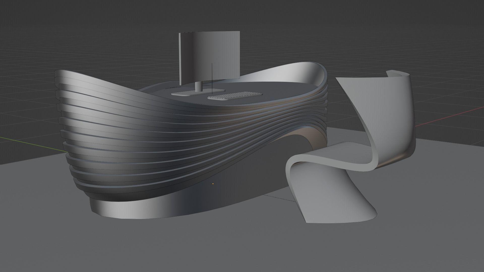 Parametric Wavy Reception Desk 3D model | CGTrader