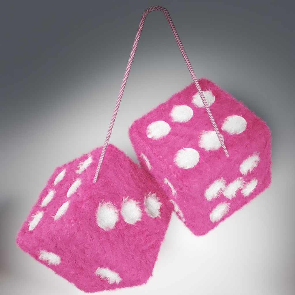 Pink Furry Car Mirror Dice 3D model | CGTrader