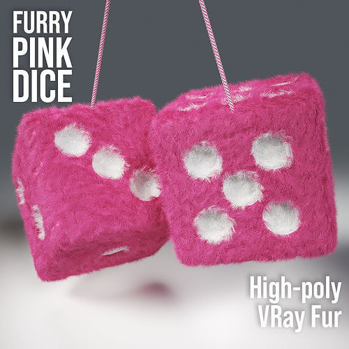 Pink Furry Car Mirror Dice 3D model | CGTrader
