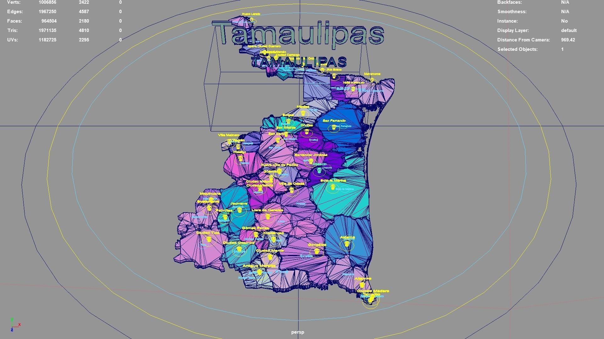 Tamaulipas Mexico map region geography political geographic 3D model ...