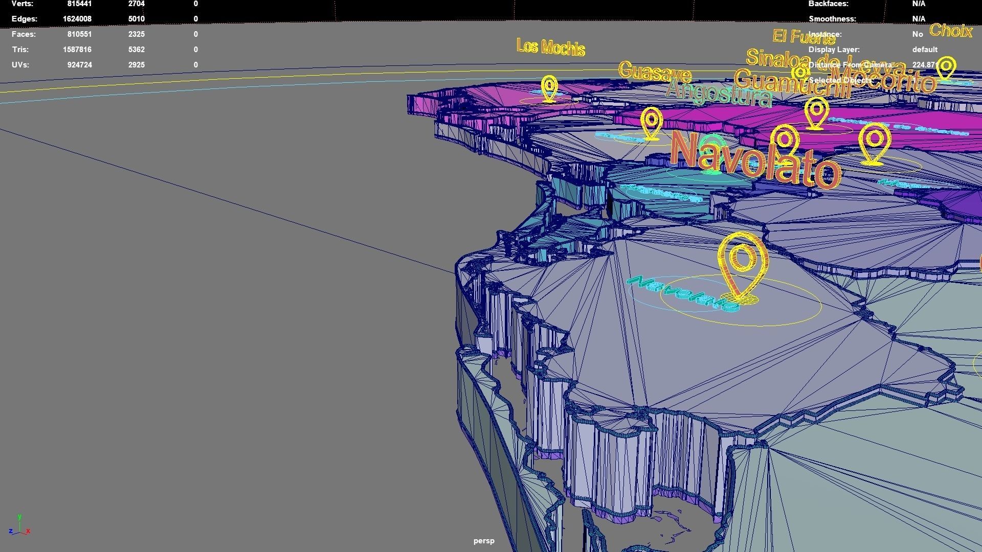 Sinaloa Mexico map region geography political geographic 3D model ...