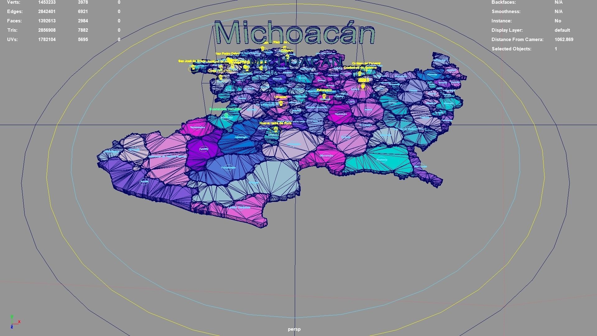 Michoacan Mexico map region geography political geographic 3D model ...