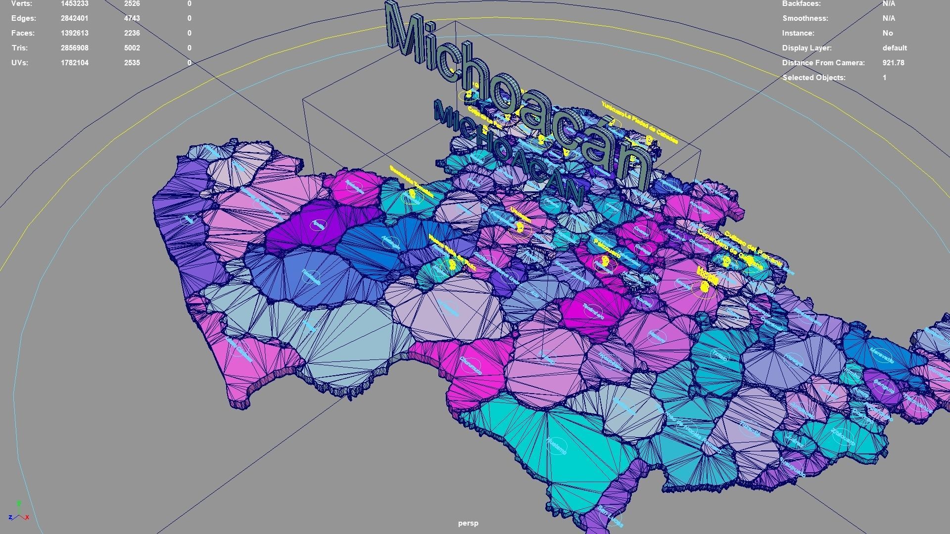 Michoacan Mexico map region geography political geographic 3D model ...