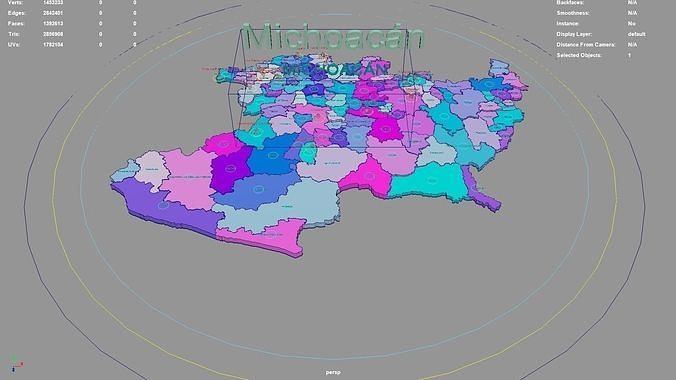 Michoacan Mexico map region geography political geographic 3D model ...