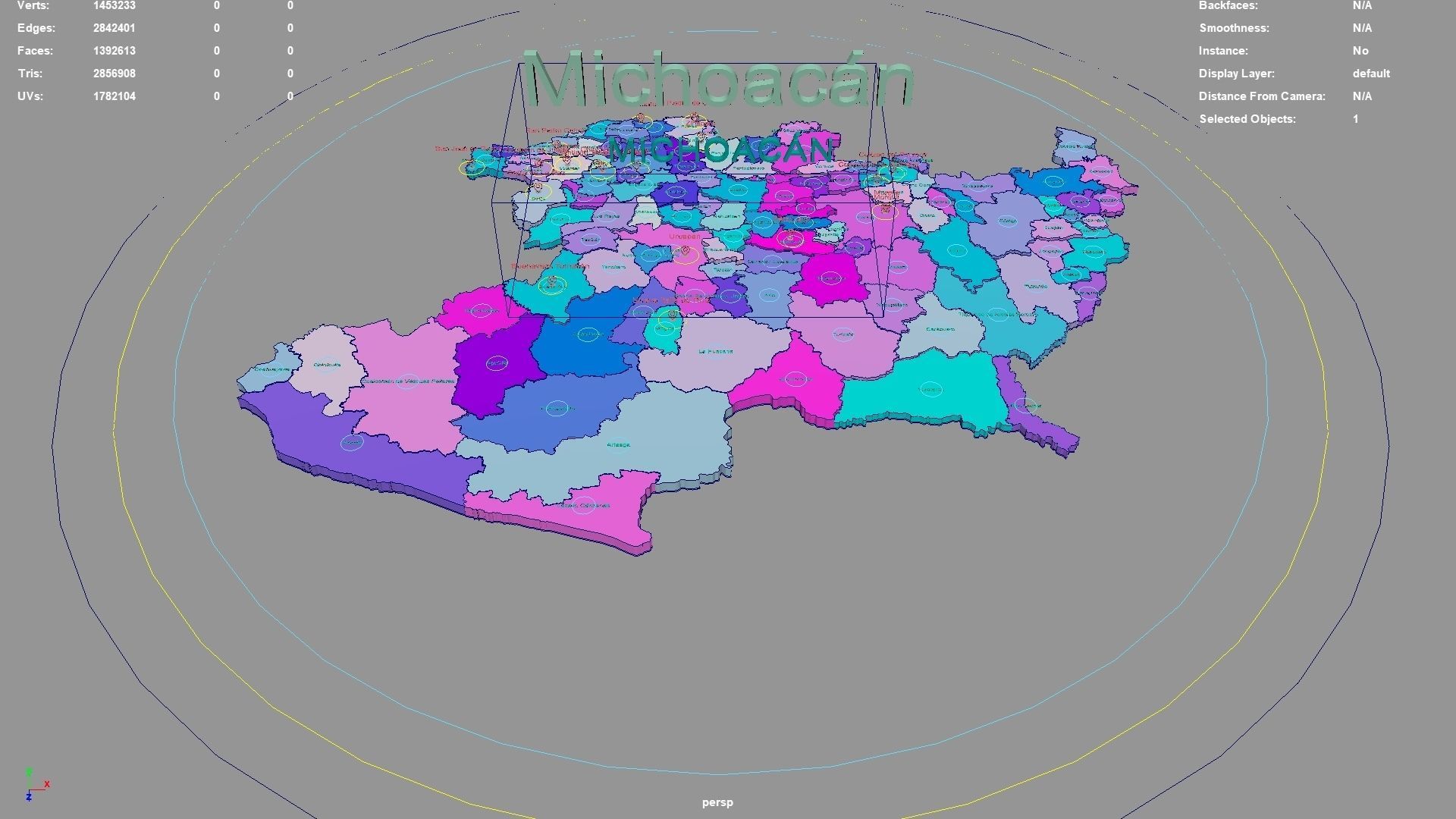 Michoacan Mexico map region geography political geographic 3D model ...