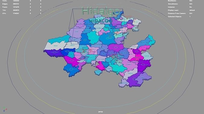 Hidalgo Mexico map region geography political geographic 3D model ...
