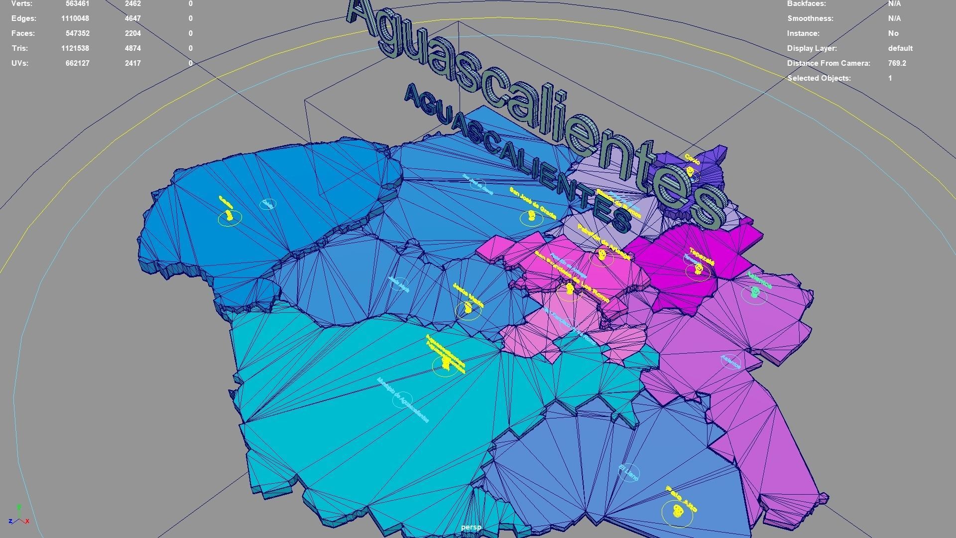 Aguascalientes Mexico map region geography political geographic 3D ...