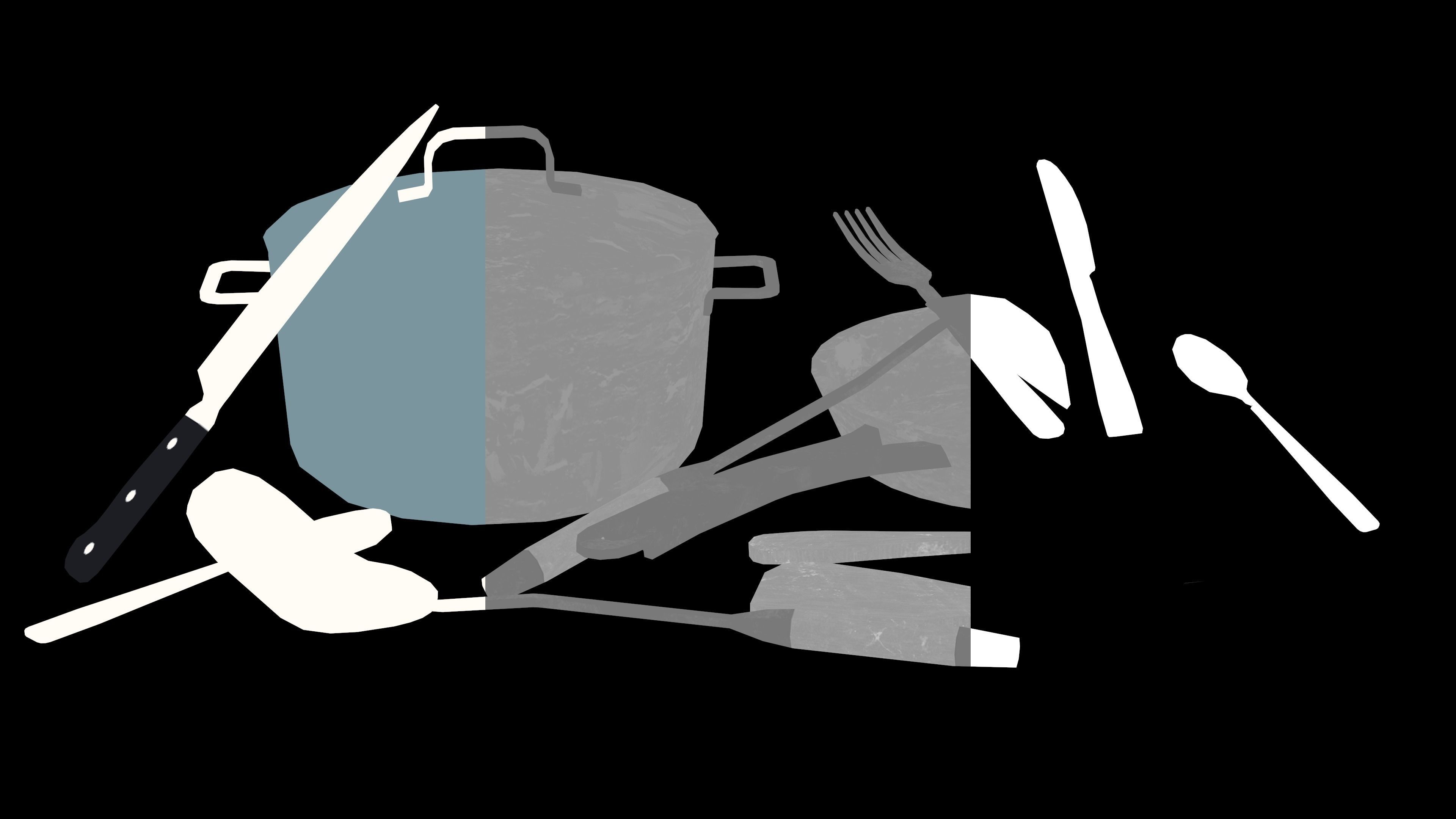 Cooking Utensils Game Ready Asset Pack free VR / AR / low-poly 3D model ...