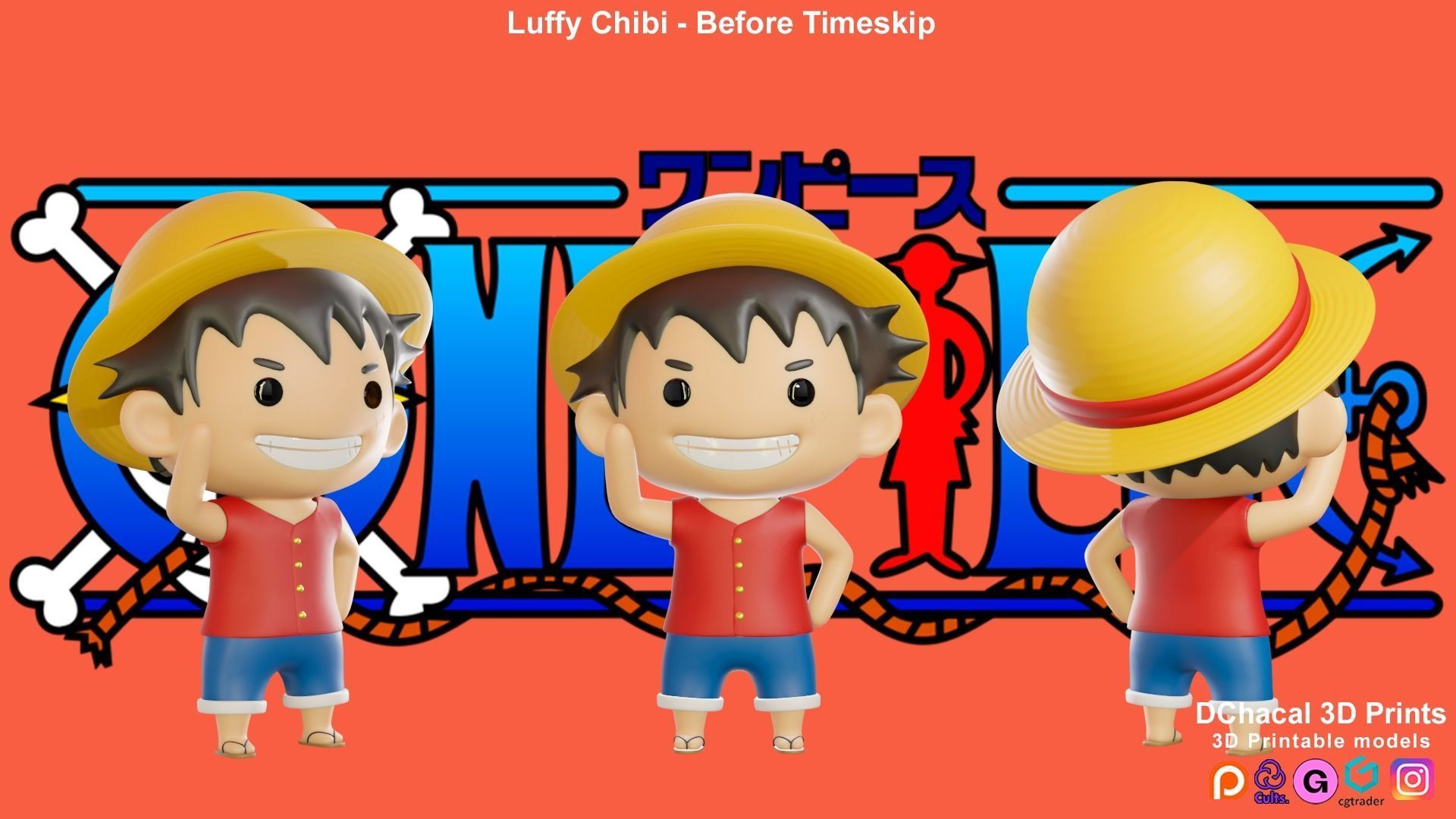 Luffy Chibi - Before Timeskip - One Piece 3D model 3D printable | CGTrader