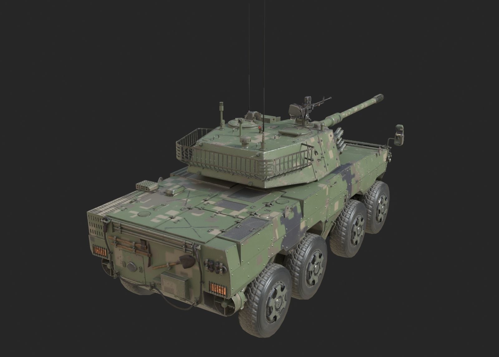 3D model 4 coatings of PLA Army ZTL11 ZTL-11 105mm wheeled Tank ...