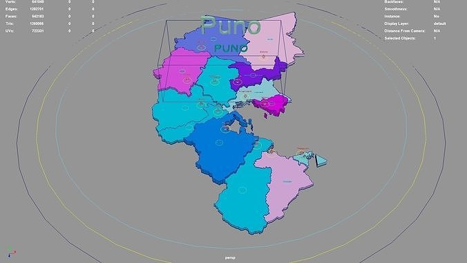 Puno Peru map region geography political geographic 3D model rigged ...