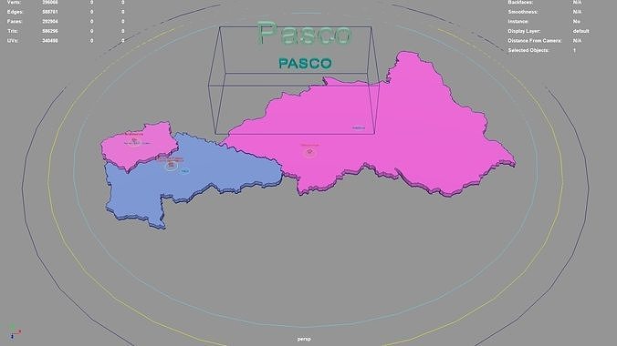 Pasco Peru map region geography political geographic 3D model rigged ...