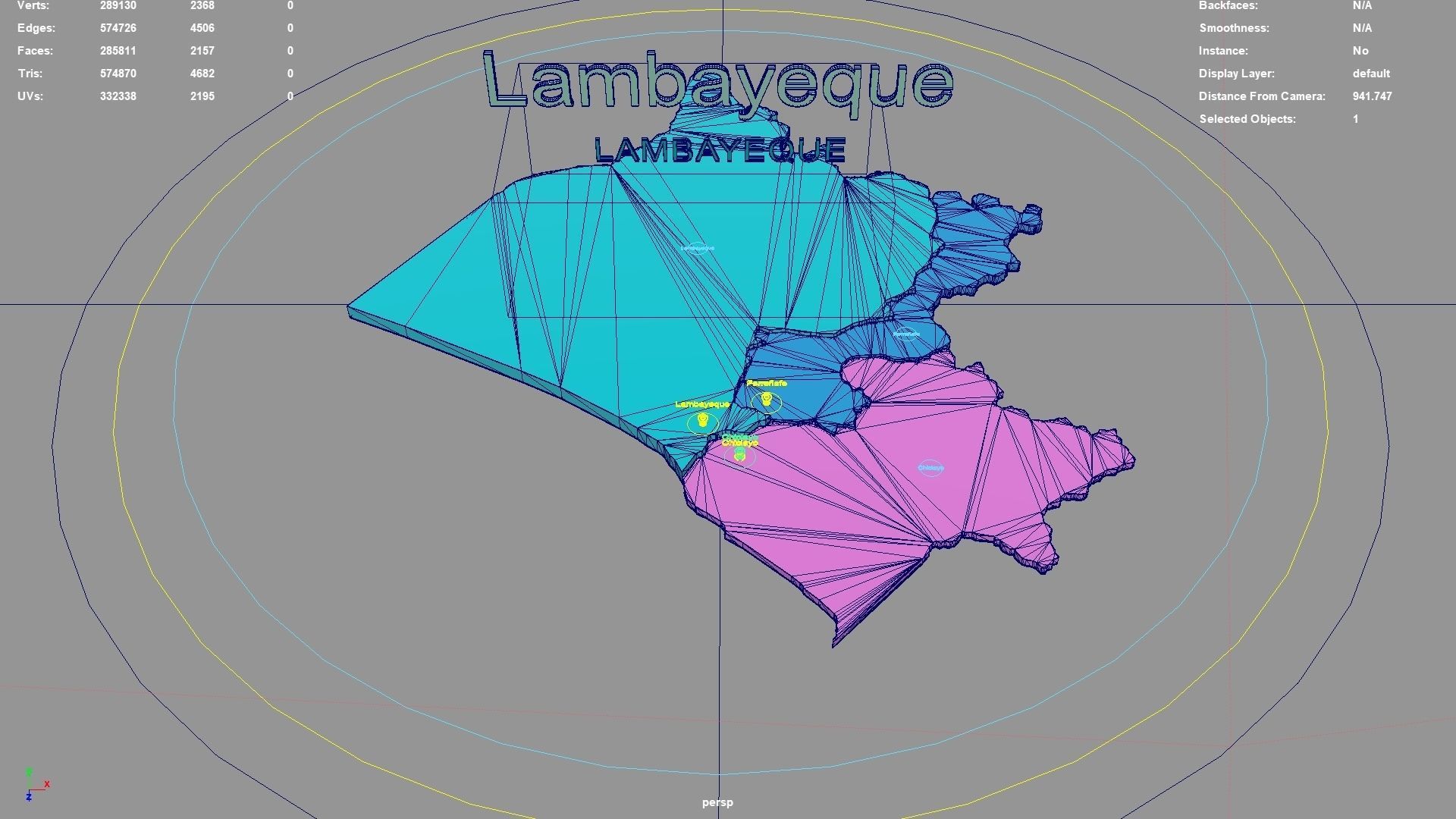 Lambayeque Peru map region geography political geographic 3D model rigged | CGTrader