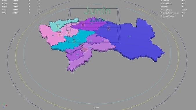Junin Peru map region geography political geographic 3D model rigged ...