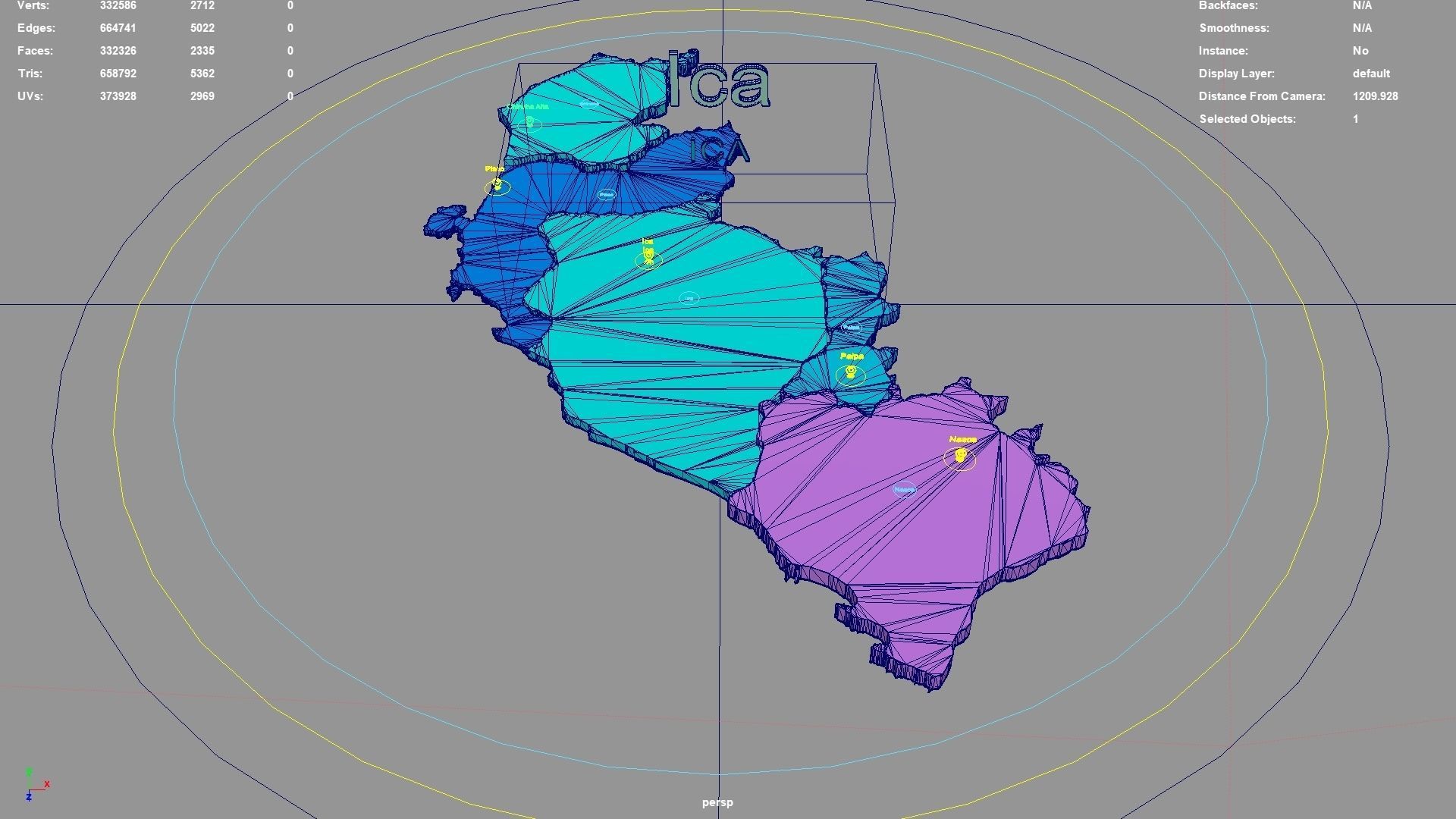 Ica Peru map region geography political geographic 3D model rigged ...