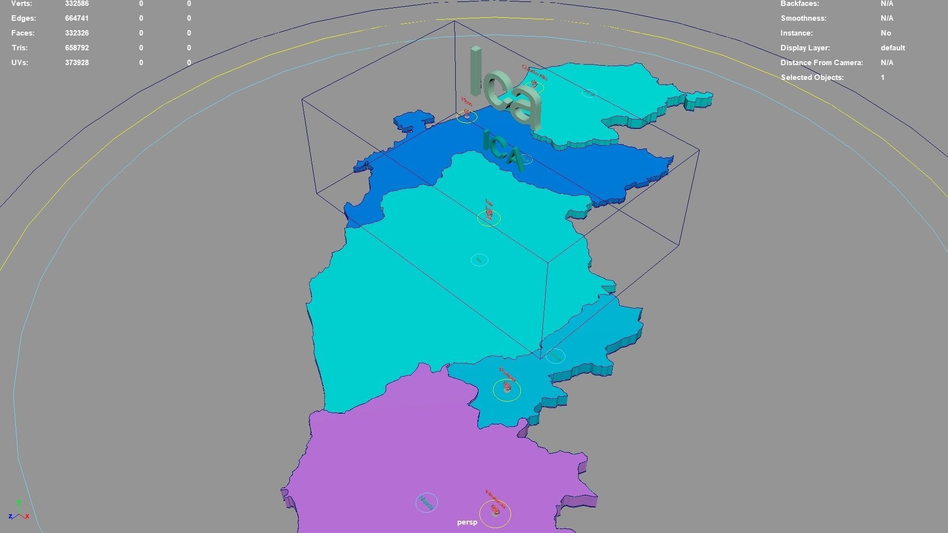 Ica Peru map region geography political geographic 3D model rigged ...