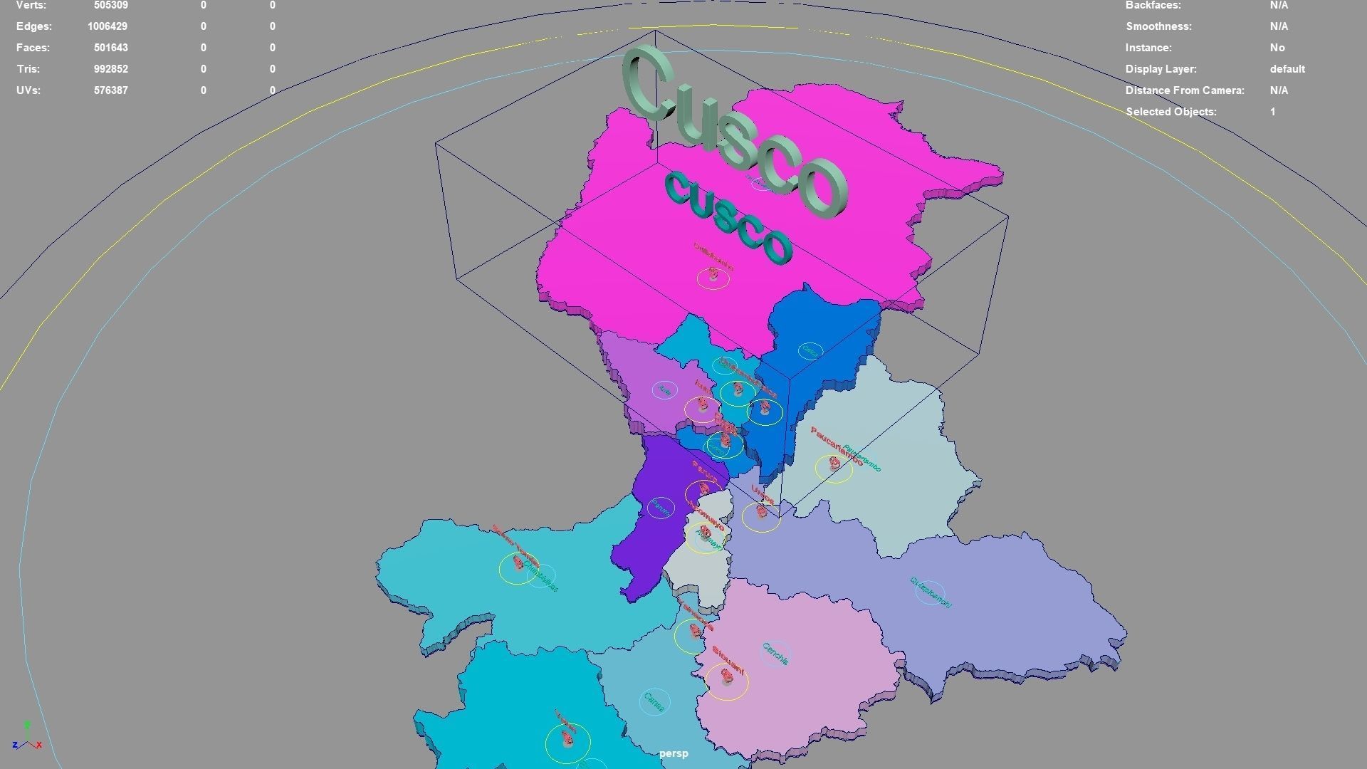 Cusco Peru map region geography political geographic 3D model rigged ...