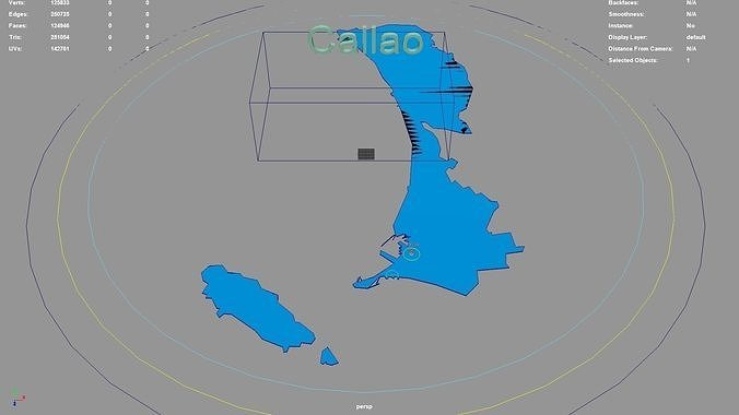 Callao Peru map region geography political geographic 3D model rigged ...