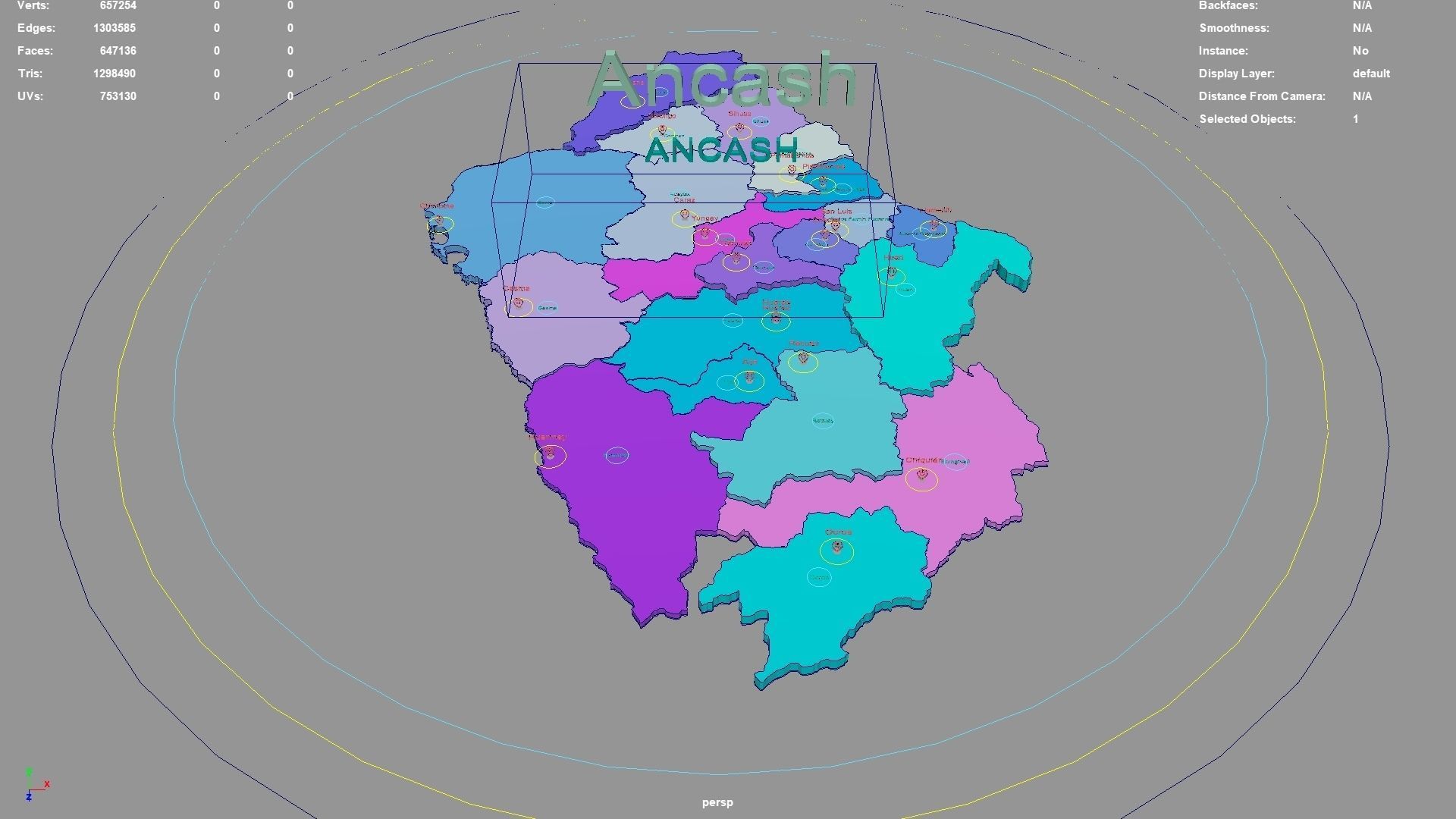 Ancash Peru map region geography political geographic 3D model rigged ...