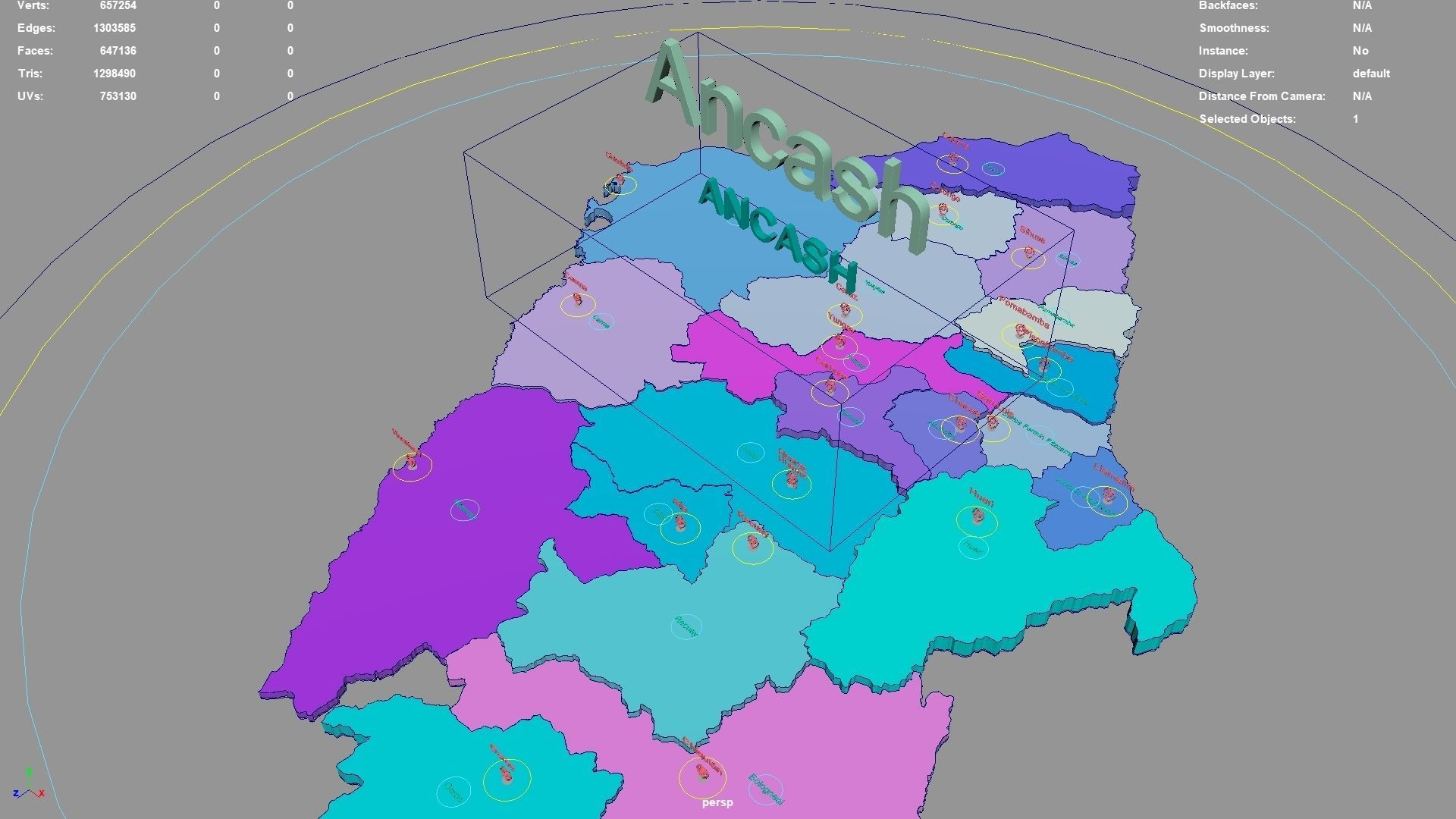 Ancash Peru map region geography political geographic 3D model rigged ...