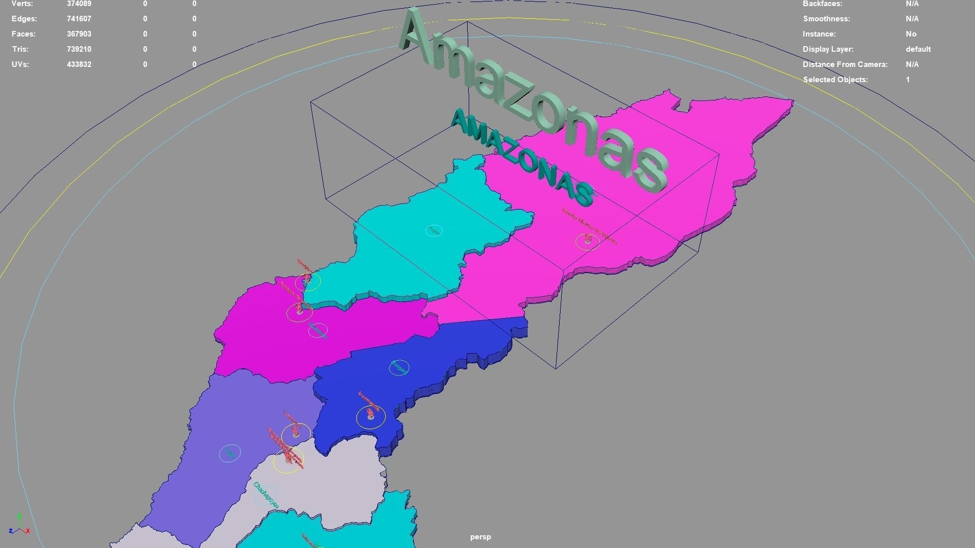 Amazonas Peru map region geography political geographic 3D model rigged ...