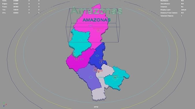 Amazonas Peru map region geography political geographic 3D model rigged ...
