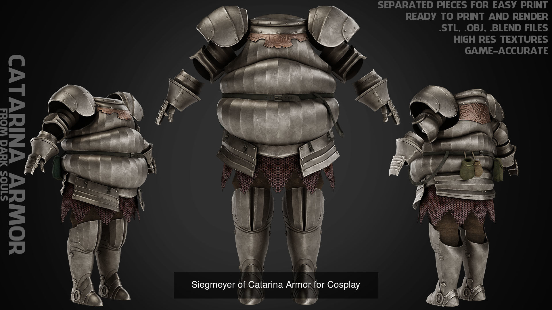 Siegmeyer of Catarina Armor with Sword and Shield for Cosplay 3D Model ...