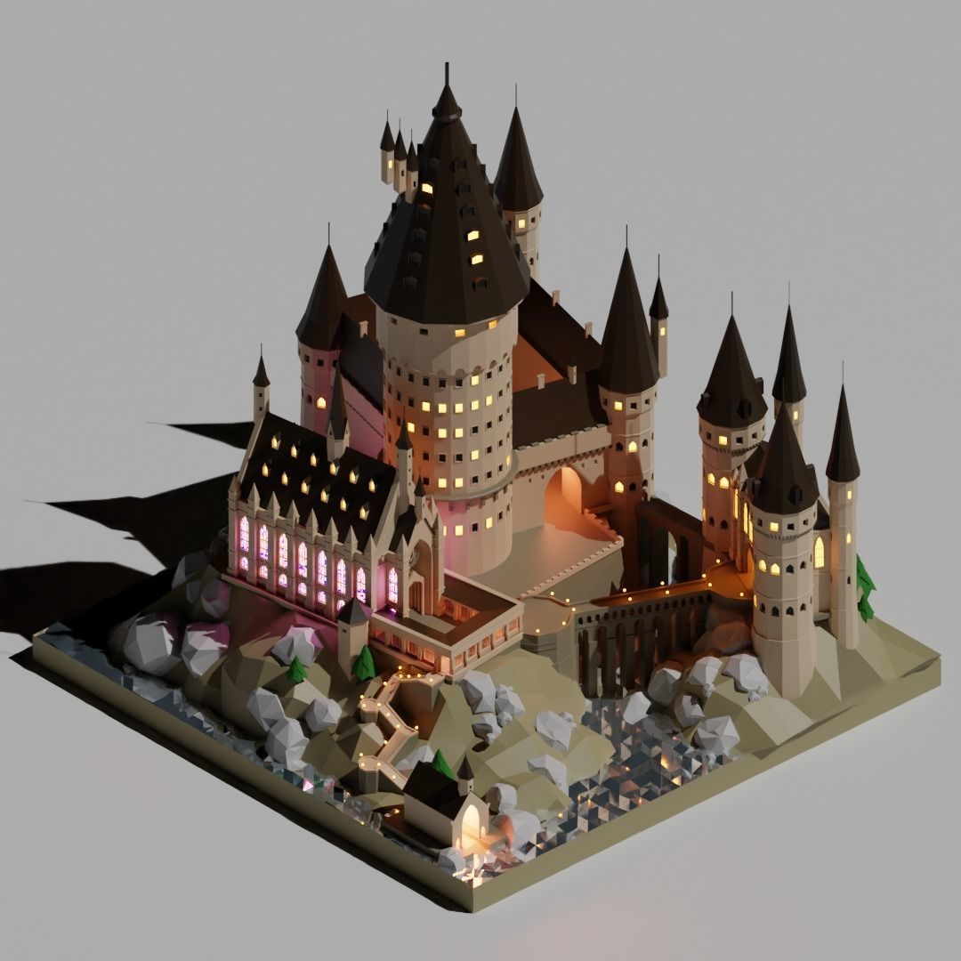 3D model Low poly Hogwarts VR / AR / low-poly | CGTrader