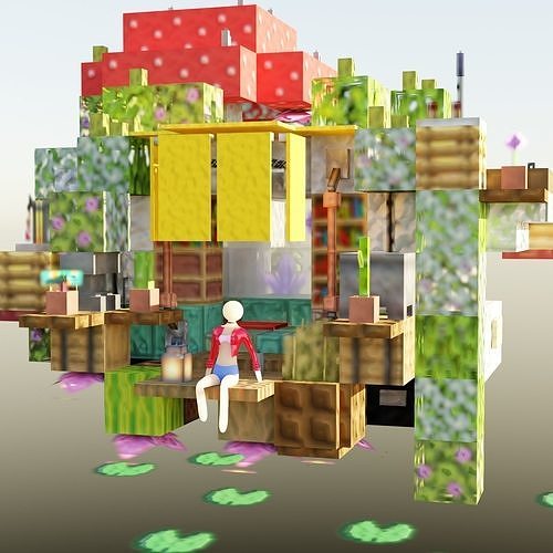 3D model Minecraft cozy sky home VR / AR / low-poly | CGTrader