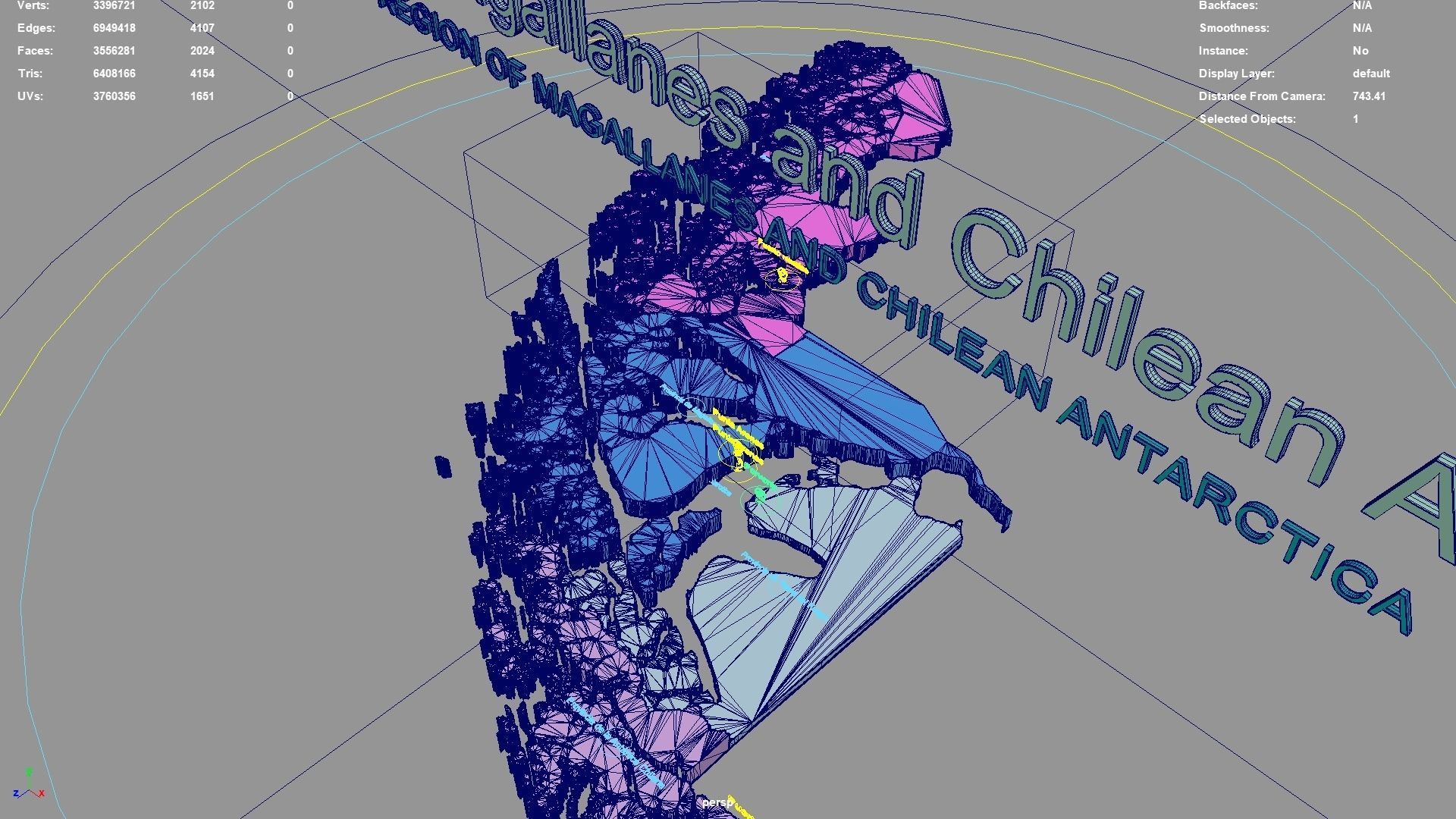 Region of Magallanes and Chilean Antarctica Chile map region 3D model ...