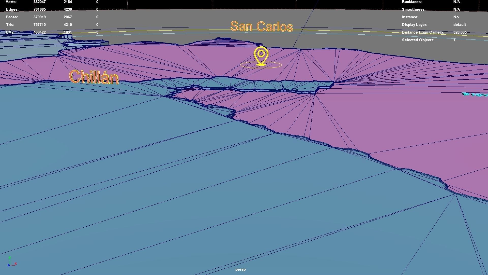 Region de Nuble Chile map region geography political geographic 3D ...