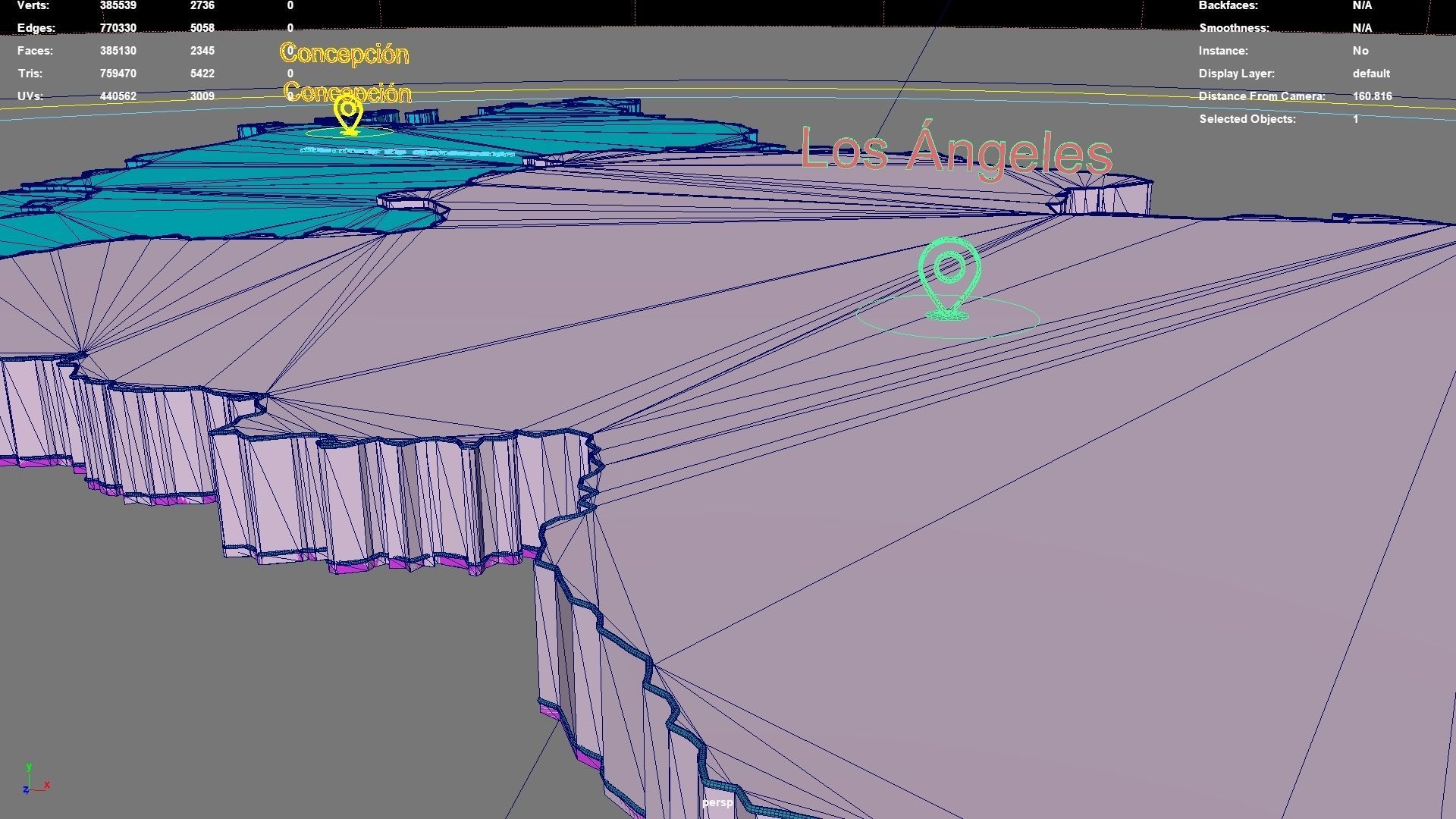 Region del Biobio Chile map region geography political 3D model rigged ...