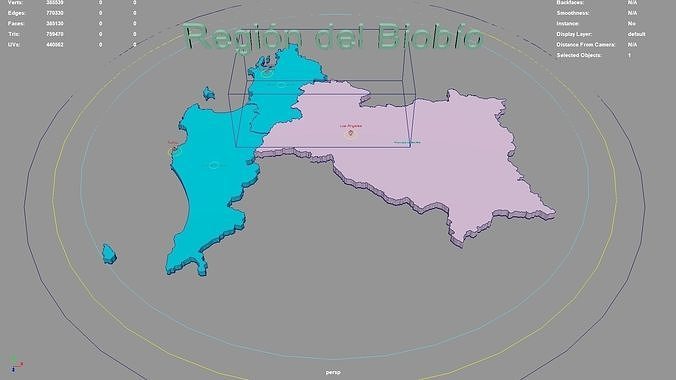 Region del Biobio Chile map region geography political 3D model rigged ...