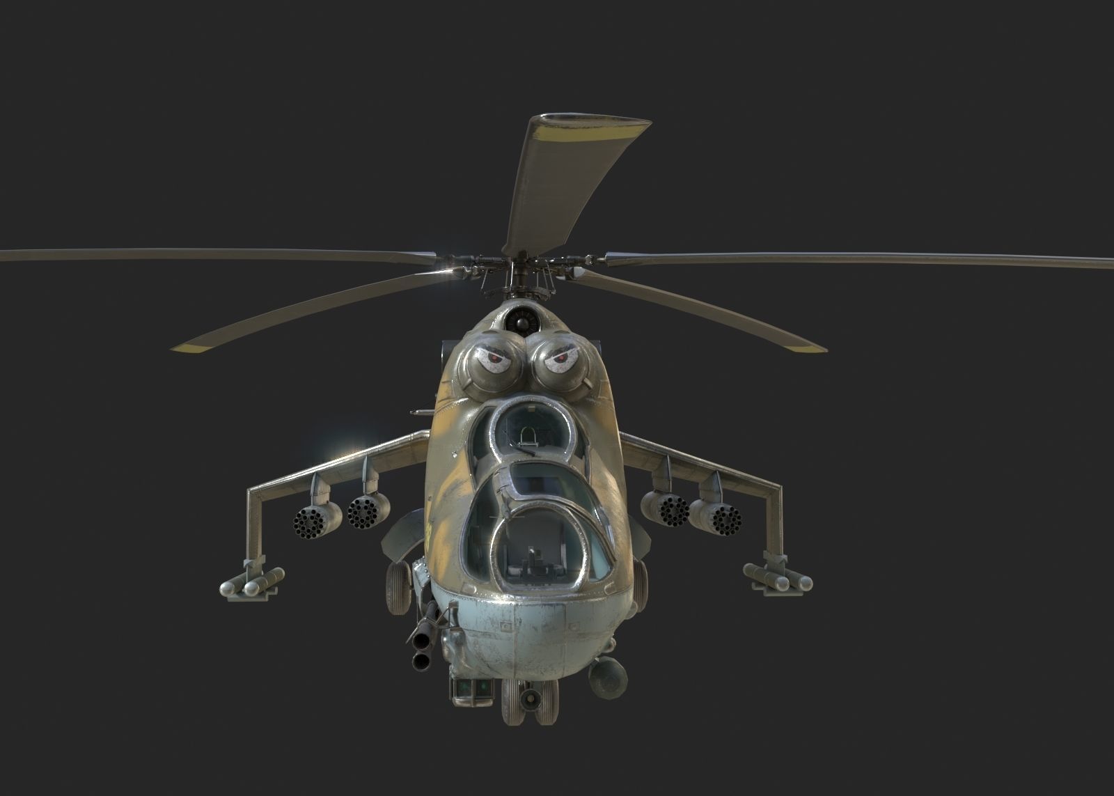 3D model 5 coatings of Russian Mi-24P Hind Gunship attack helicopter VR ...